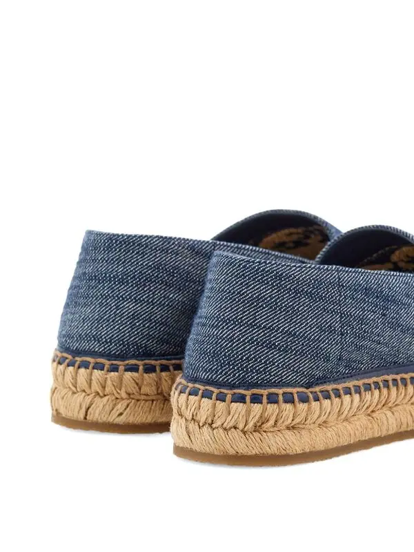 FERRAGAMO Logo-embroidered Denim Espadrilles - Blue