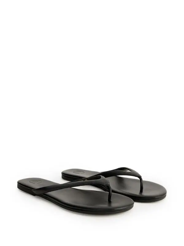 12 STOREEZ Leather Flip Flops - Black