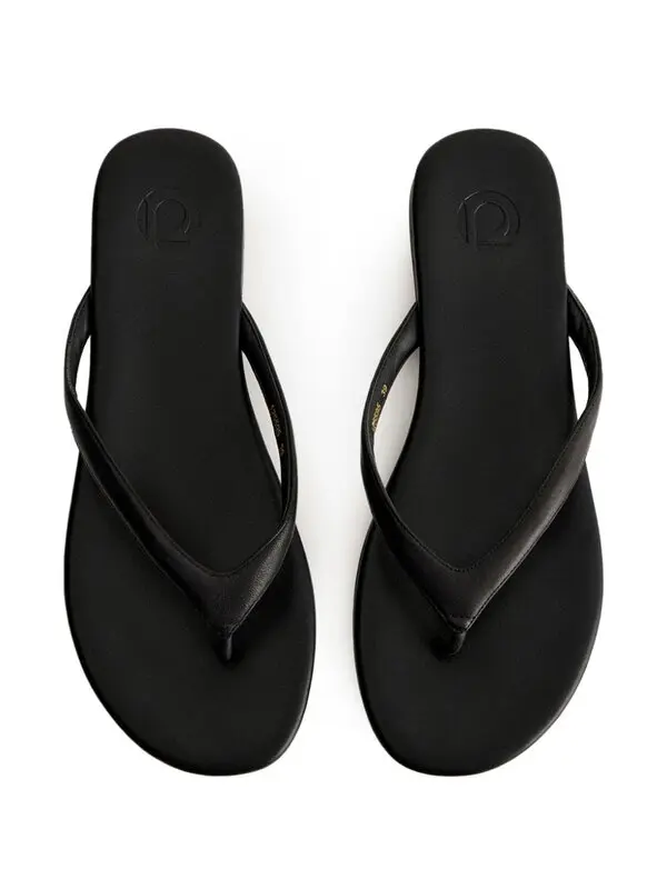 12 STOREEZ Leather Flip Flops - Black