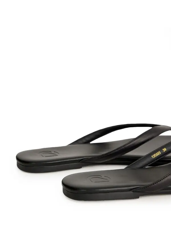 12 STOREEZ Leather Flip Flops - Black