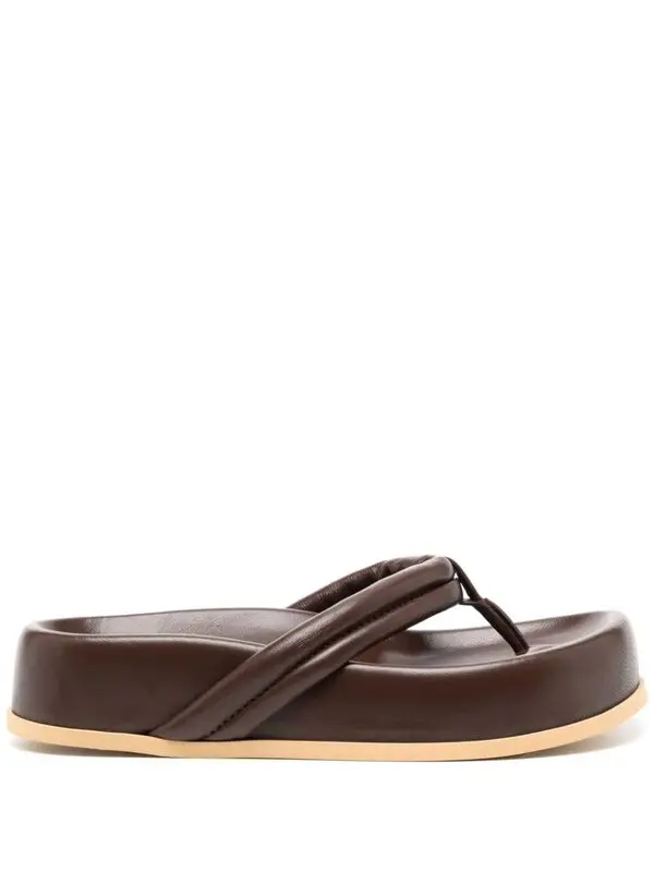 GIABORGHINI Frederique 40mm Leather Flatform Sandals - Brown