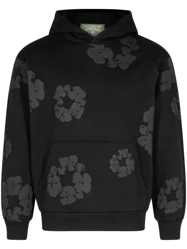 DENIM TEARS Wreath-print Hoodie - Black