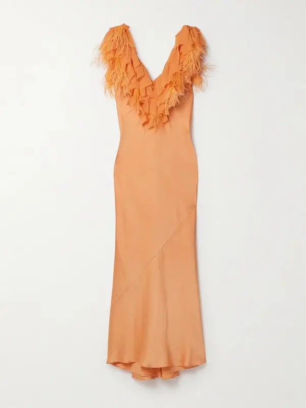 open lace back dress BABARONI Chiffon Papaya Bridesmaid Dresses V-neck Floor-length Sleeveless  with Slit Empire