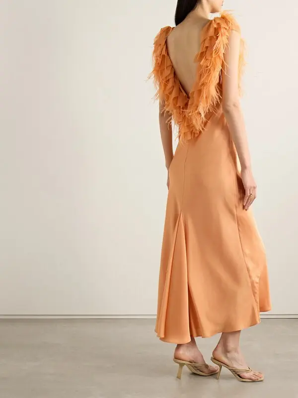 loveshackfancy orange dress Loveshackfancy Manota Ruffled Crepe Maxi Dress In Orange - 50% Off