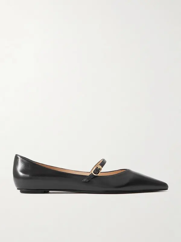 STUART WEITZMAN Emilia Leather Mary Jane Point-toe Flats