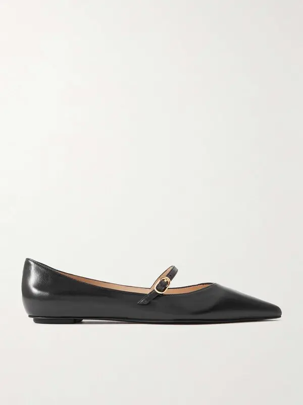 STUART WEITZMAN Emilia Leather Mary Jane Point-toe Flats