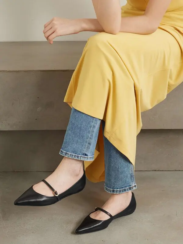 STUART WEITZMAN Emilia Leather Mary Jane Point-toe Flats