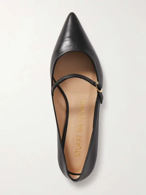 STUART WEITZMAN Emilia Leather Mary Jane Point-toe Flats
