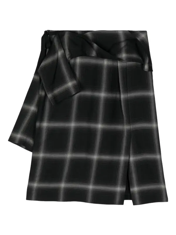MARINA YEE Birkin Plaid Wool Skirt - Grey