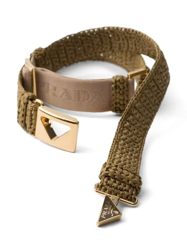 Prada Triangle-logo Crochet Belt - Green