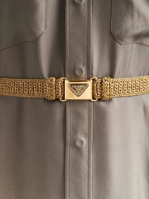 Prada Triangle-logo Crochet Belt - Green