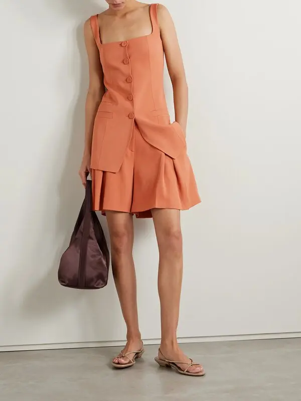 Another Tomorrow Pleated Crepe Shorts
