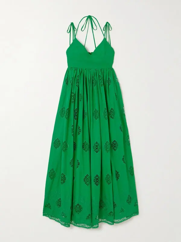Erdem Guipure Lace-trimmed Cotton-blend Maxi Dress