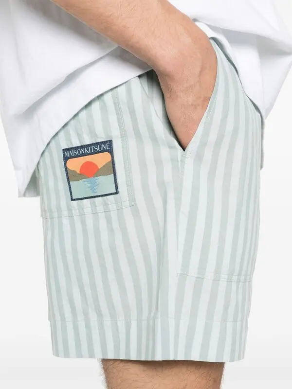 Maison Kitsuné Striped Board Shorts - Blue
