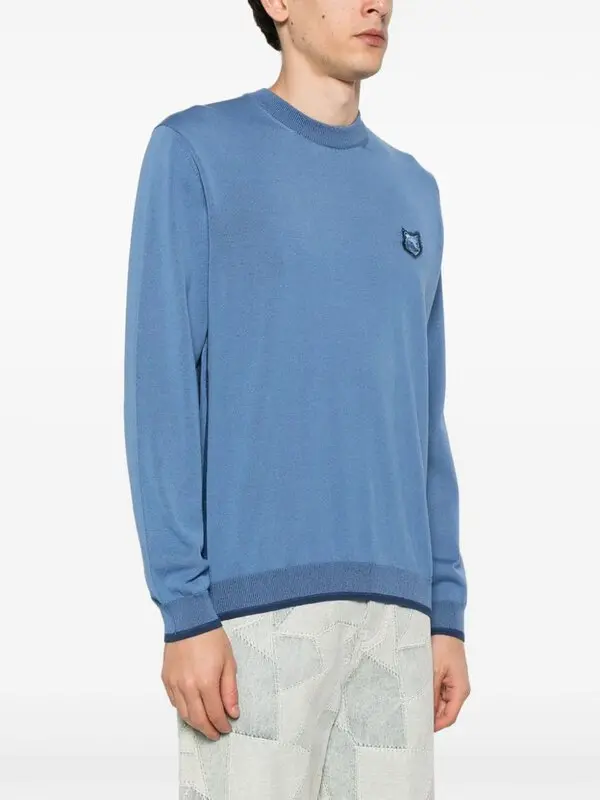 Maison Kitsuné Signature Fox-motif Knitted Jumper - Blue