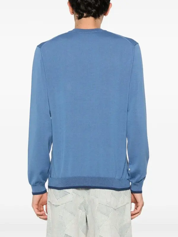 Maison Kitsuné Signature Fox-motif Knitted Jumper - Blue