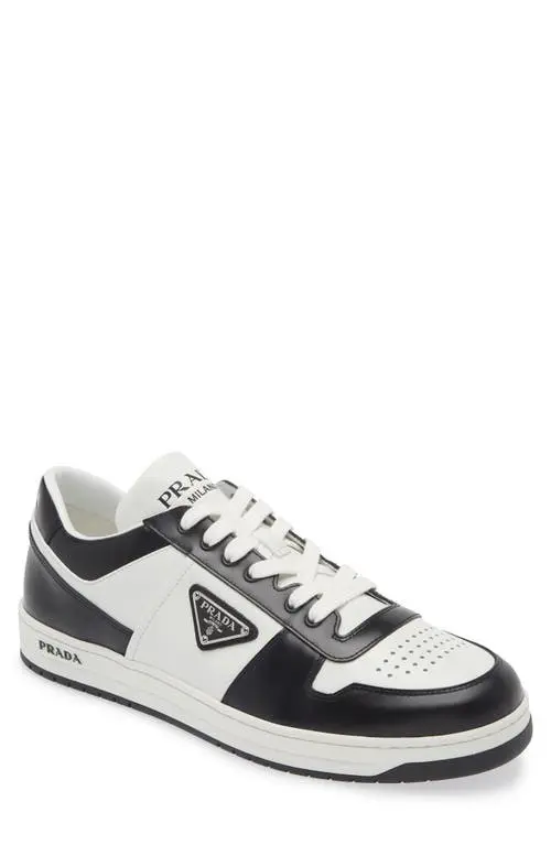 Prada Downtown Logo Low Top Sneakers - Bianco/nero