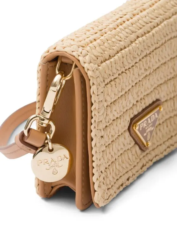 Prada Raffia Card Holder - Neutrals