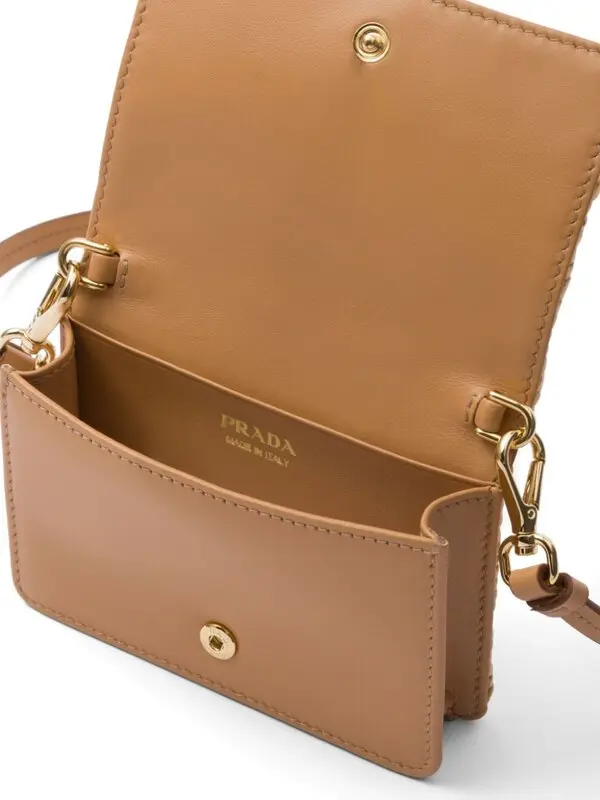 Prada Raffia Card Holder - Neutrals