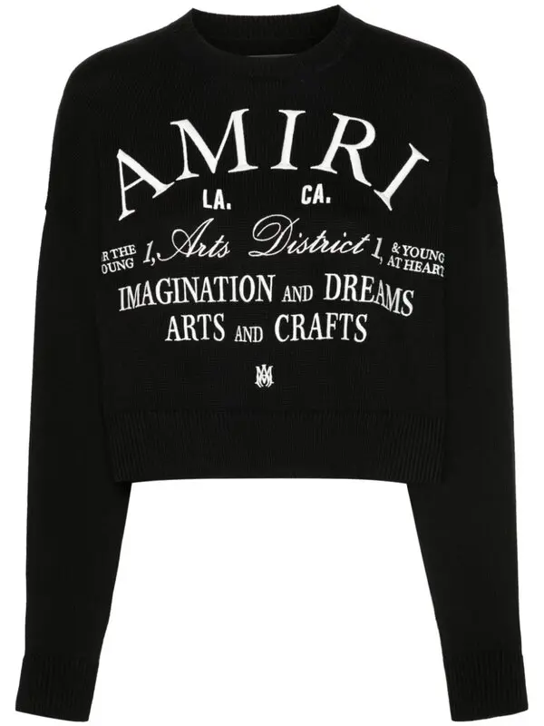 Amiri Logo-embroidered Cotton Jumper - Black