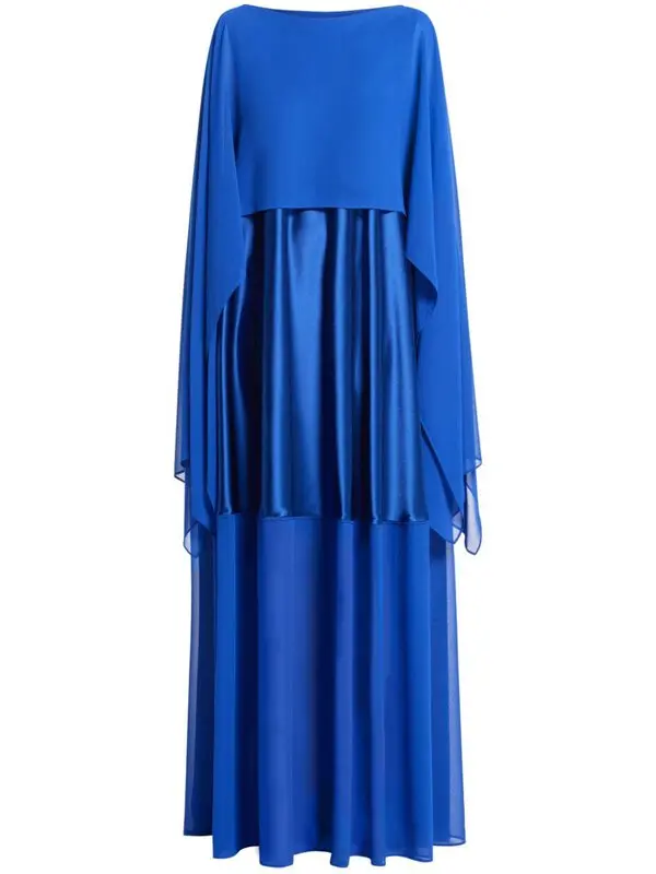 Talbot Runhof Loggia Crepe Cape Gown - Blue