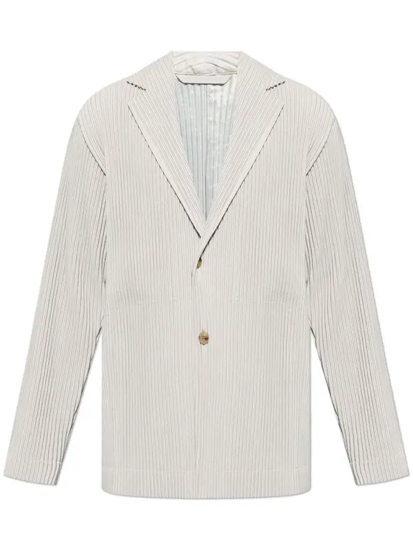 Issey Miyake Plissé-effect Single-breasted Blazer - Grey