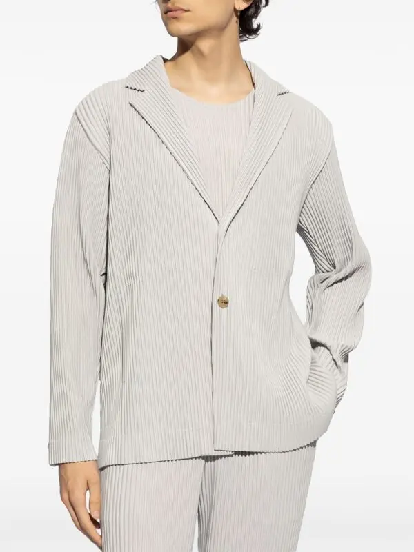 Issey Miyake Plissé-effect Single-breasted Blazer - Grey