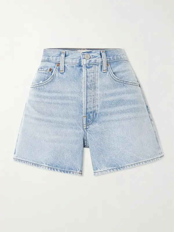AGOLDE Parker Long Clean Denim Shorts - Blue