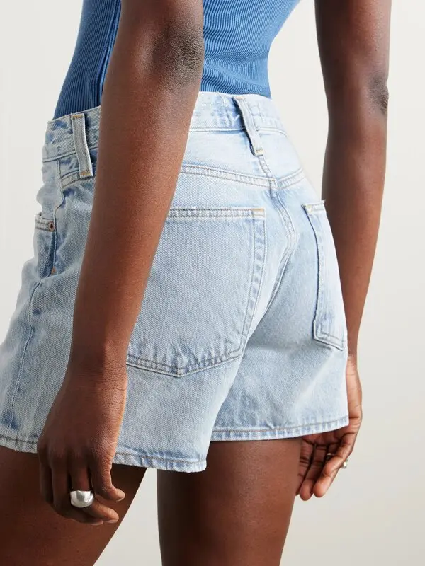 AGOLDE Parker Long Clean Denim Shorts - Blue