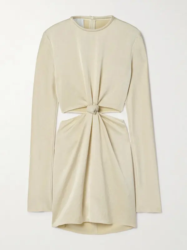 Nanushka Tazia Cutout Hammered-satin Mini Dress - Neutrals