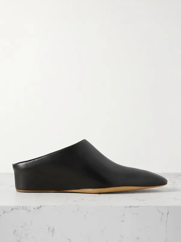 JIL SANDER Leather Mules - Black
