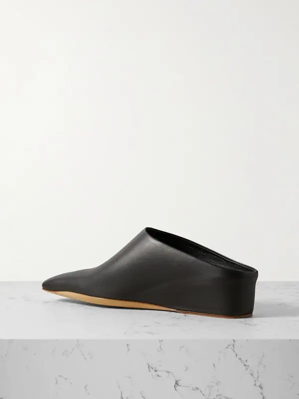 JIL SANDER Leather Mules - Black