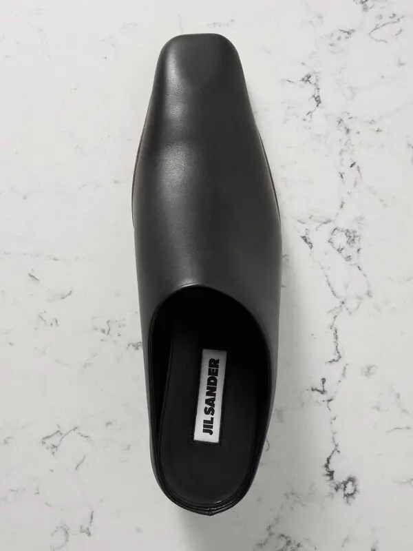 JIL SANDER Leather Mules - Black