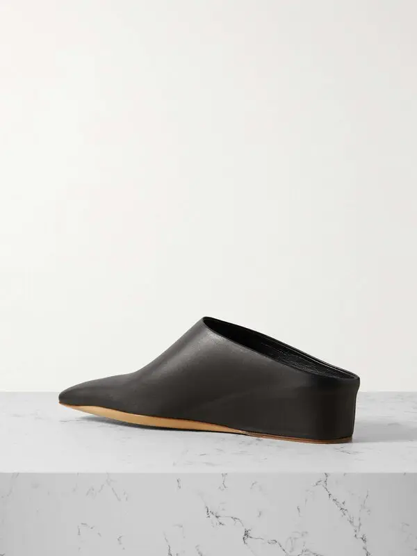 JIL SANDER Leather Mules - Black