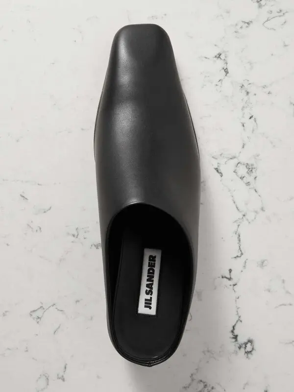 JIL SANDER Leather Mules - Black