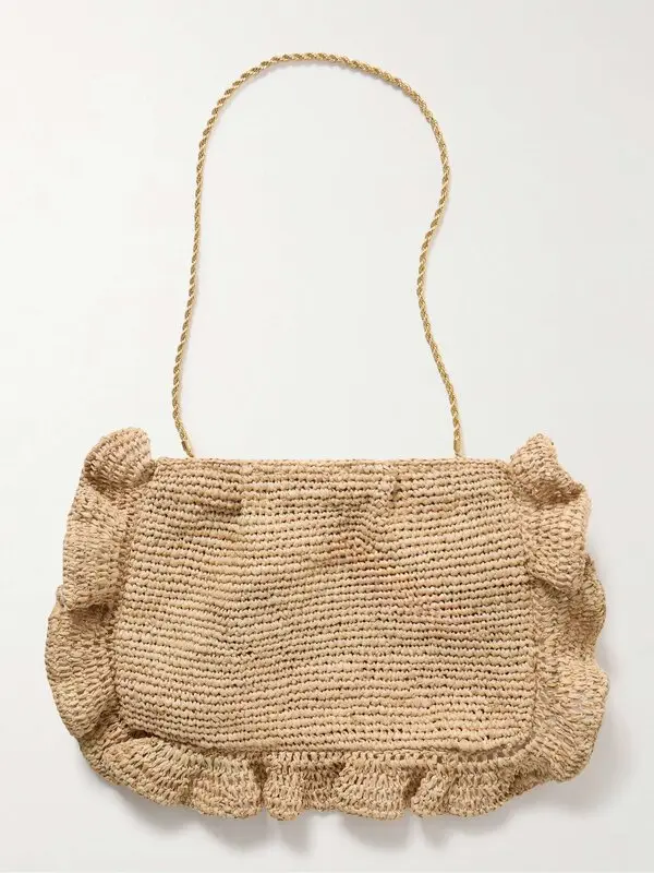 LOEFFLER RANDALL Mavis Ruffled Raffia Shoulder Bag