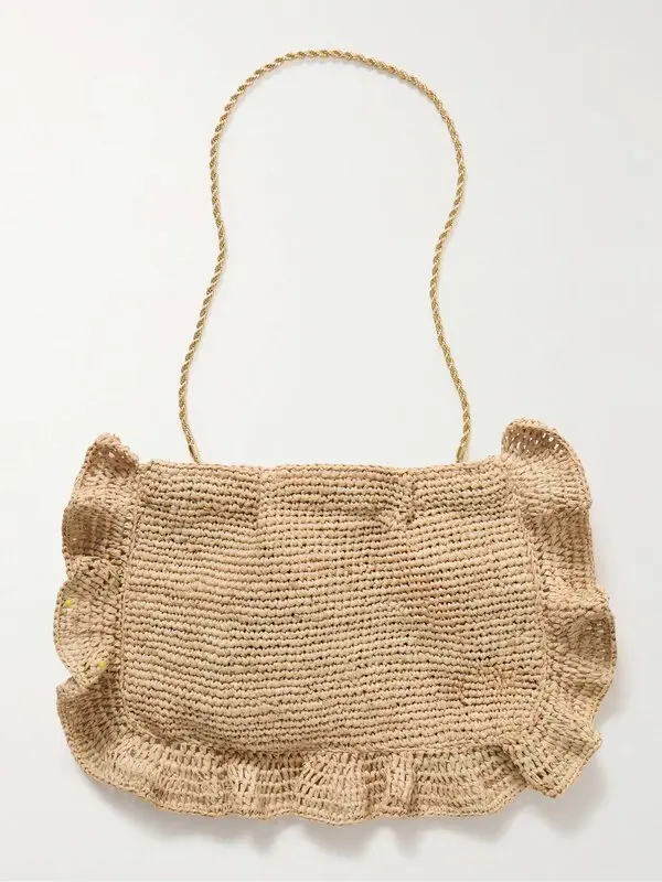 LOEFFLER RANDALL Mavis Ruffled Raffia Shoulder Bag