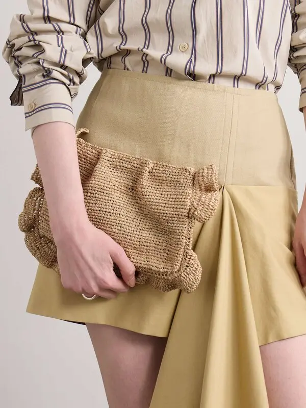 LOEFFLER RANDALL Mavis Ruffled Raffia Shoulder Bag