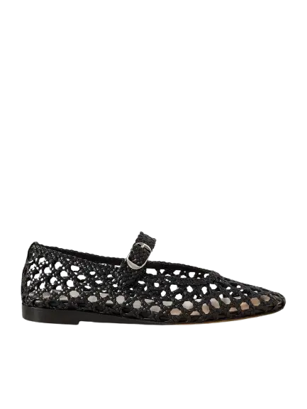 Le Monde Beryl Woven Mary Jane Ballet Flats - Black