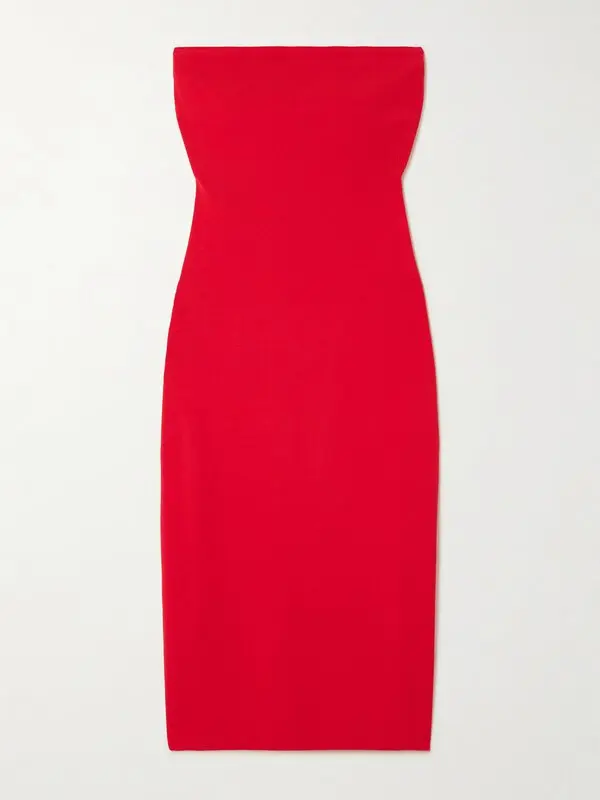 Staud Canna Strapless Midi Dress