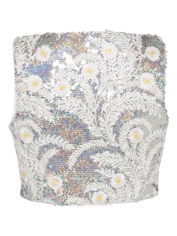 Giambattista Valli Sequined Floral Crop Top