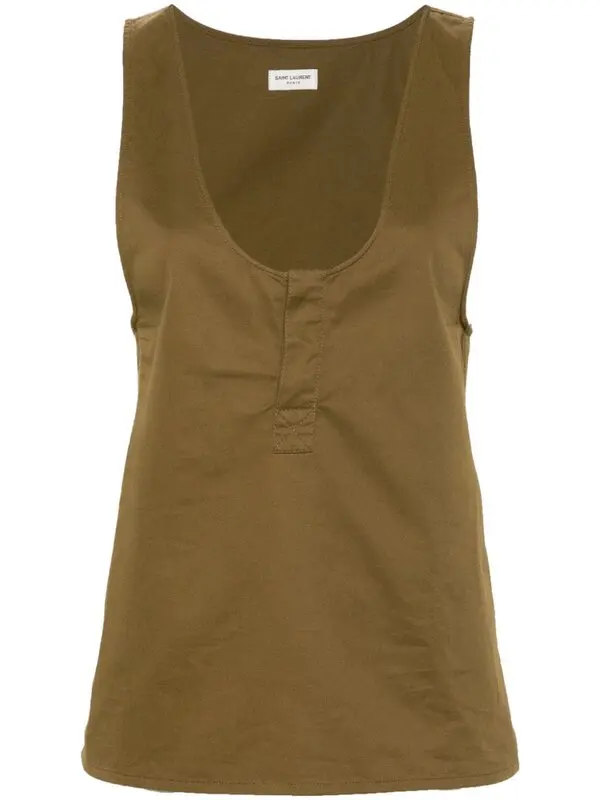 Saint Laurent Twill-weave Sleeveless Top - Green