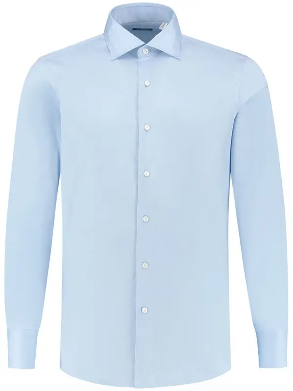 FINAMORE 1925 Long-sleeve Cotton Shirt - Blue