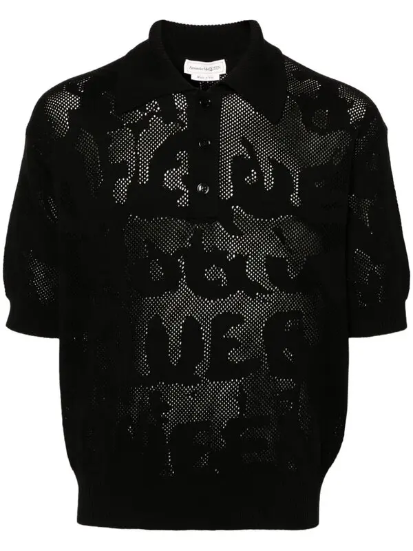 Alexander McQueen Open-knit Cotton Polo Shirt