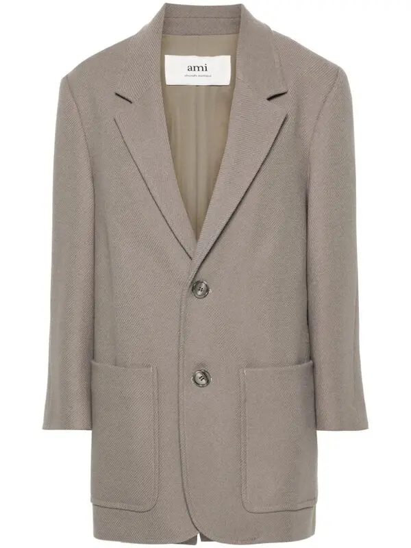 Ami Single-breasted Twill Coat