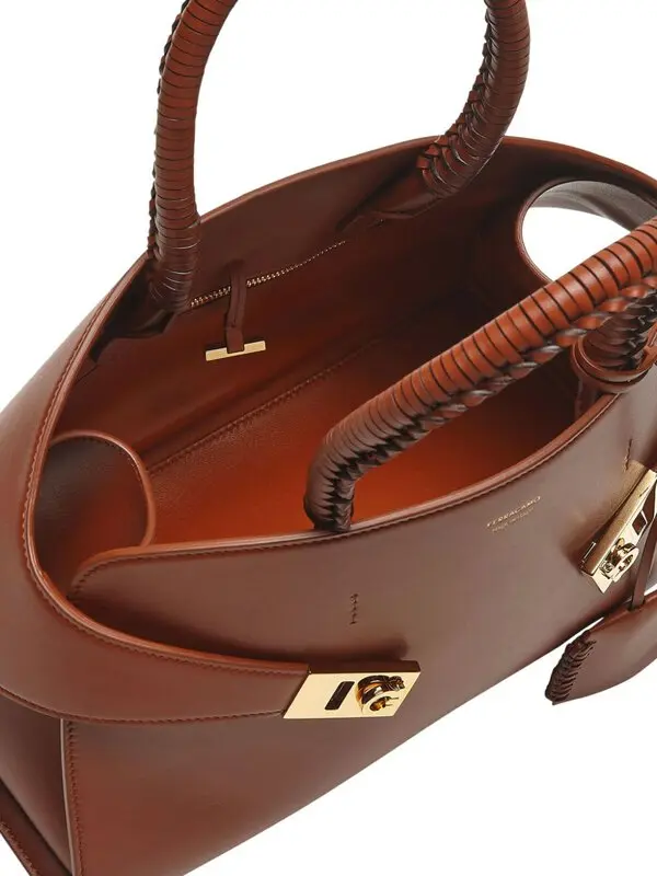 FERRAGAMO The Hug Small Leather Tote Bag - Brown