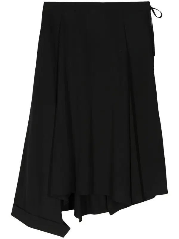 Yohji Yamamoto Asymmetric Wool Midi Skirt
