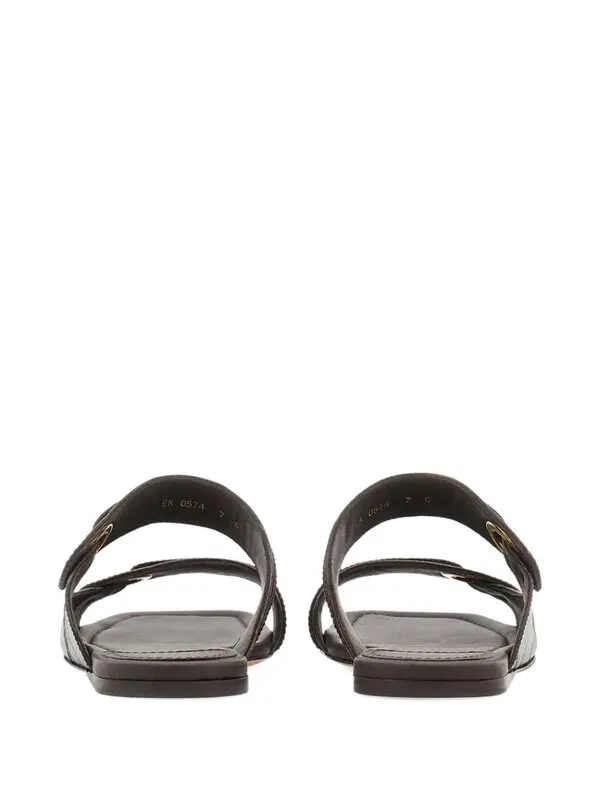 FERRAGAMO Gancini-plaque Leather Slides
