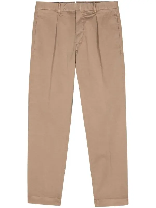 DELL'OGLIO Pleat-detail Tapered-leg Chinos - Neutrals