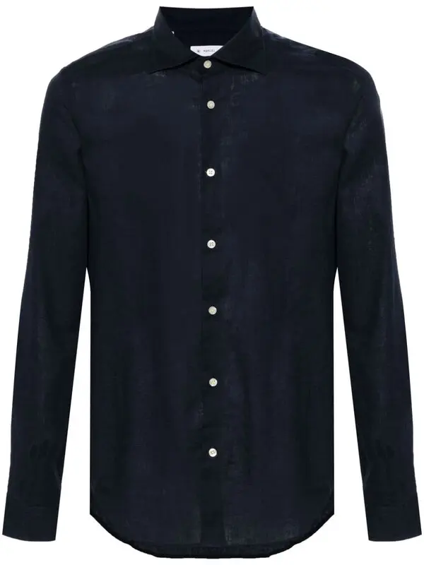 MANUEL RITZ Logo-embroidered Long-sleeves Shirt - Blue